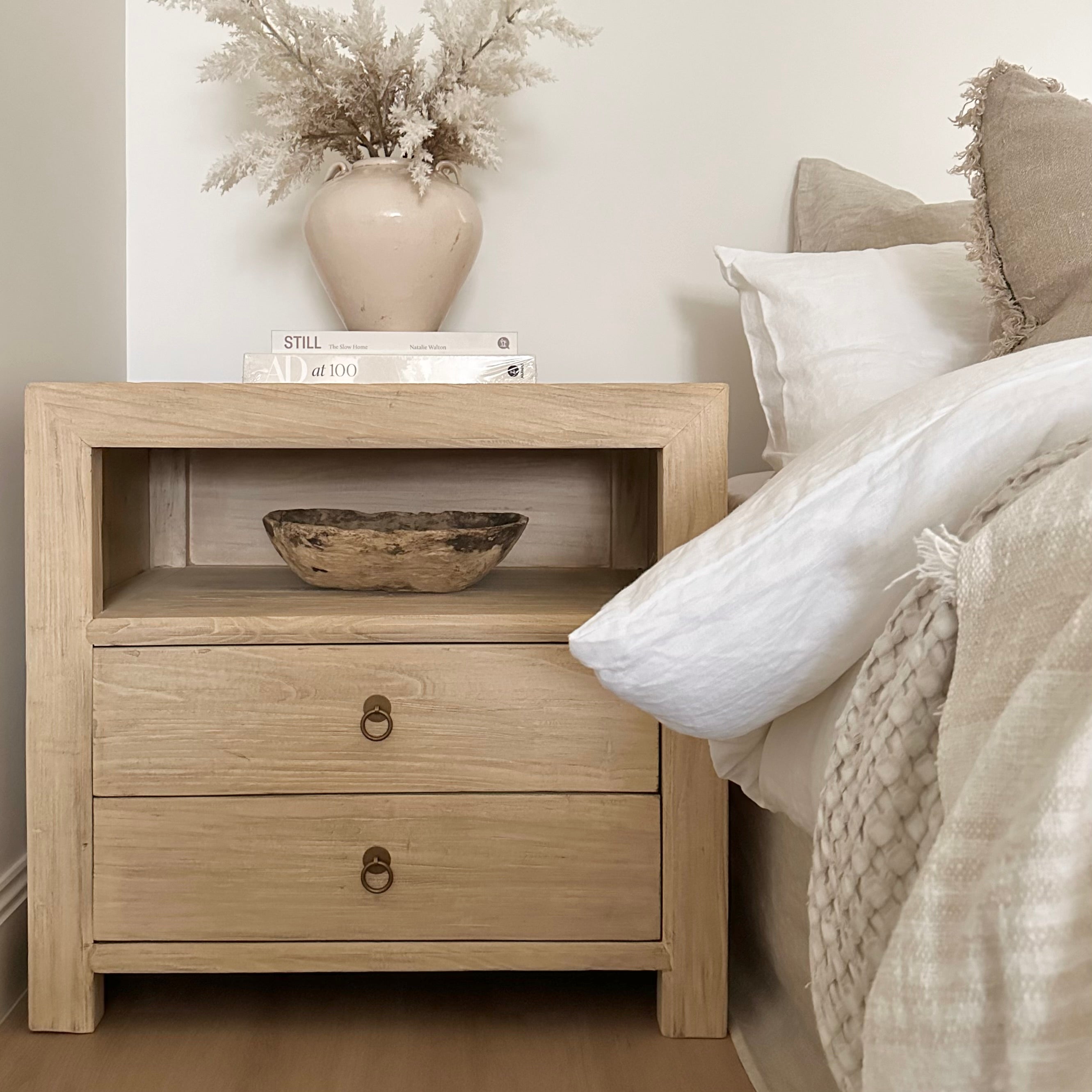 Organic Bedside Table | XL | Blonde Elm – Impreshens