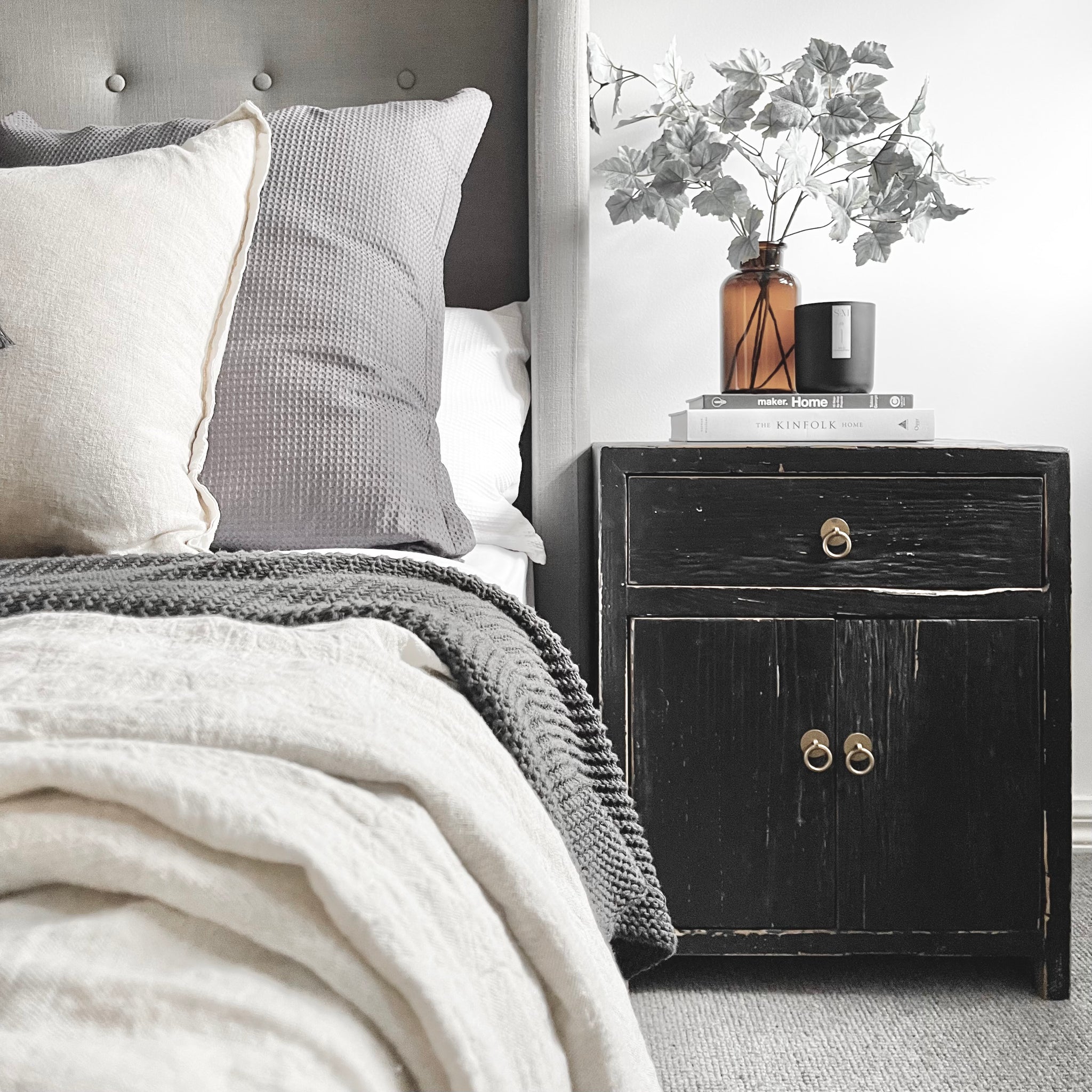 Provincial Bedside Table | Black Elm – Impreshens