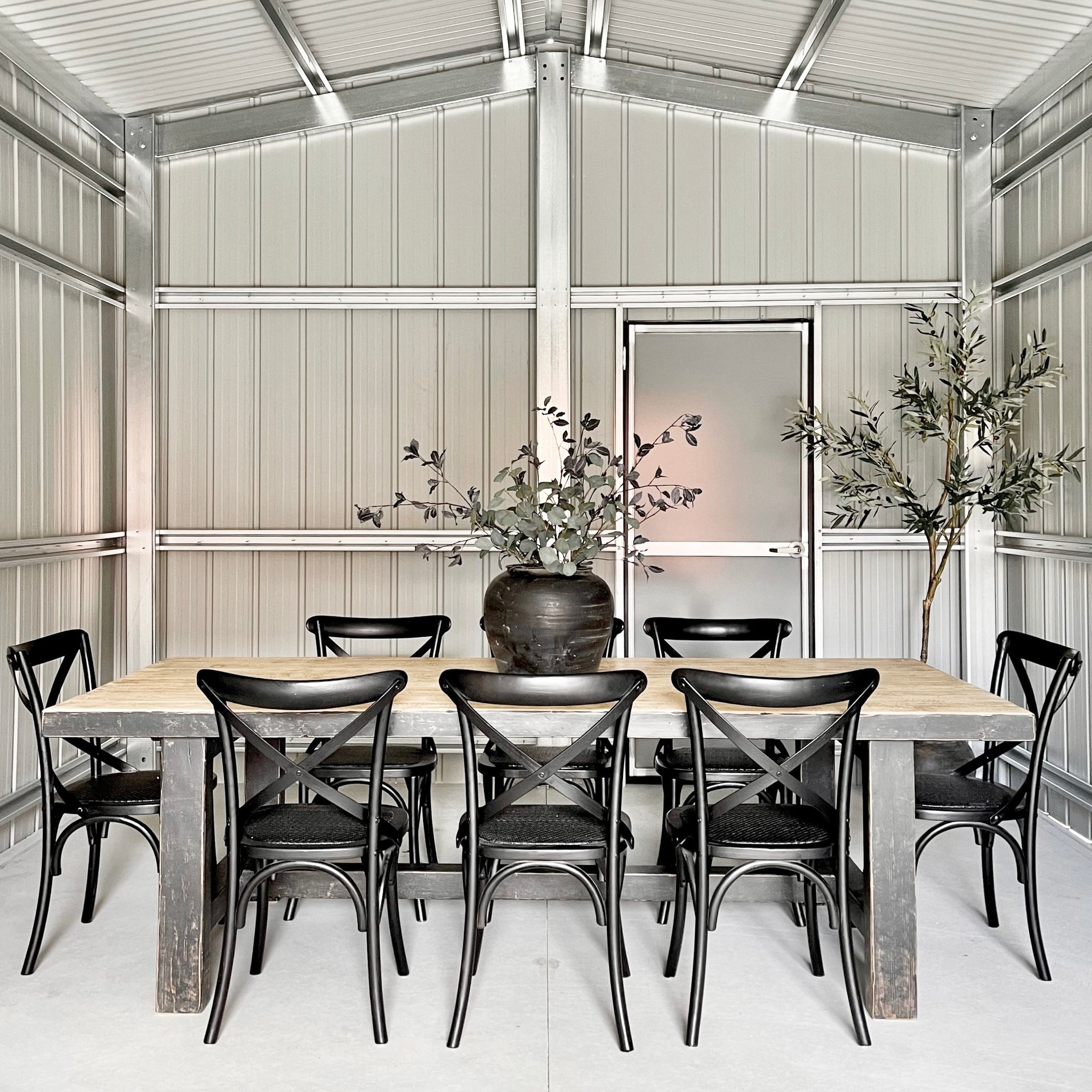 Heritage Elm Dining Table | 210cm | Black + Natural Top – Impreshens